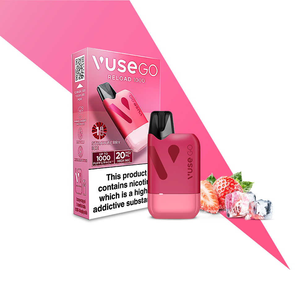 Red Vuse Go Reload 1000 | Strawberry Ice | Rechargeable Vape Red Vuse Go Reload 1000 | Strawberry Ice | Rechargeable Vape