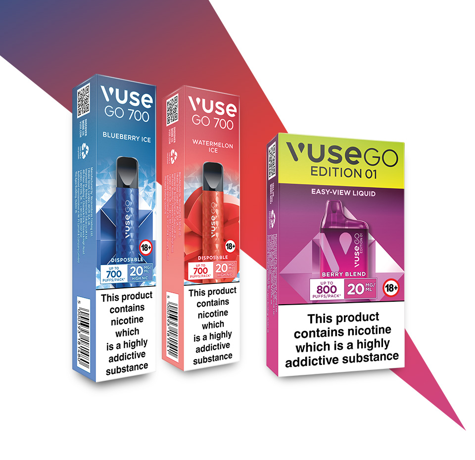 Vuse Go 700 Disposable Vapes, including Watermelon Ice, Blueberry Ice ...