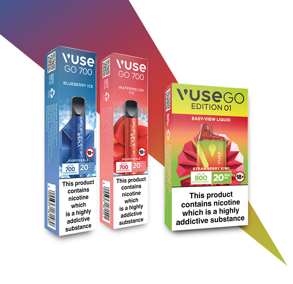 Vuse Go 700 Disposable Vapes, including Watermelon Ice, Blueberry Ice ...